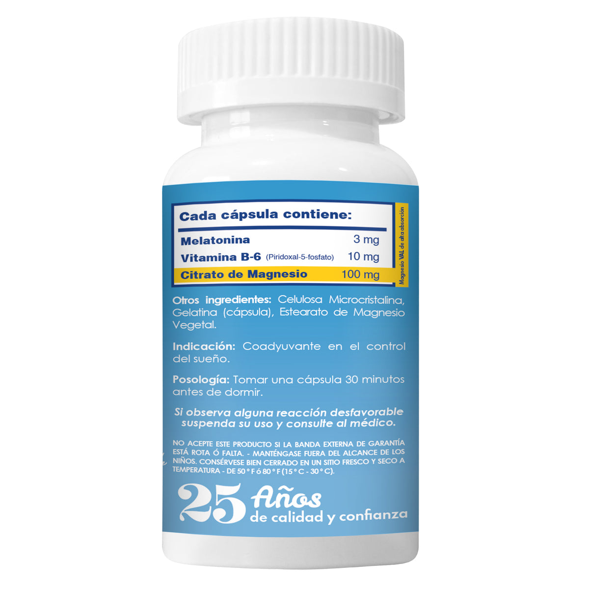 MELATONINA CON VITAMINA B6 Y CITRATO DE MAGNESIO– VAL